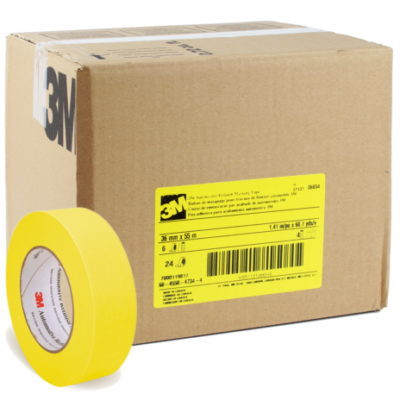 3M 6654 Automotive Refinish Yellow Masking Tape 1.5″ Case 24 Rolls ...